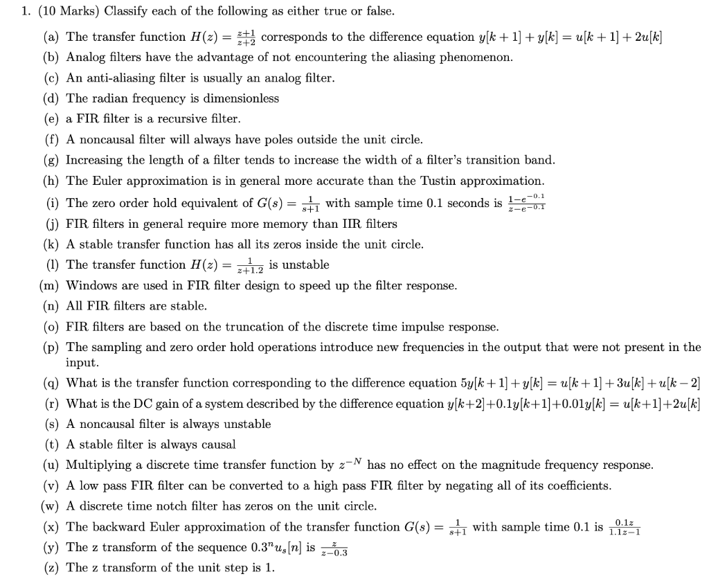 Solved 1. (10 Marks) Classify each of the following as | Chegg.com