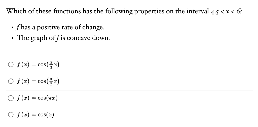 Solved Which of these functions has the following properties | Chegg.com