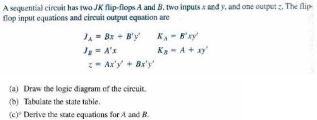 Solved A sequential circuit has two JK flip-flops A and B, | Chegg.com