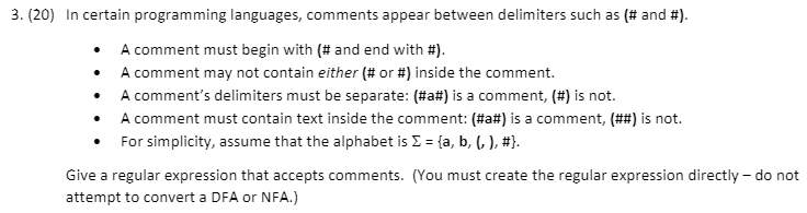 Solved 3 20 In Certain Programming Languages Comments 4671