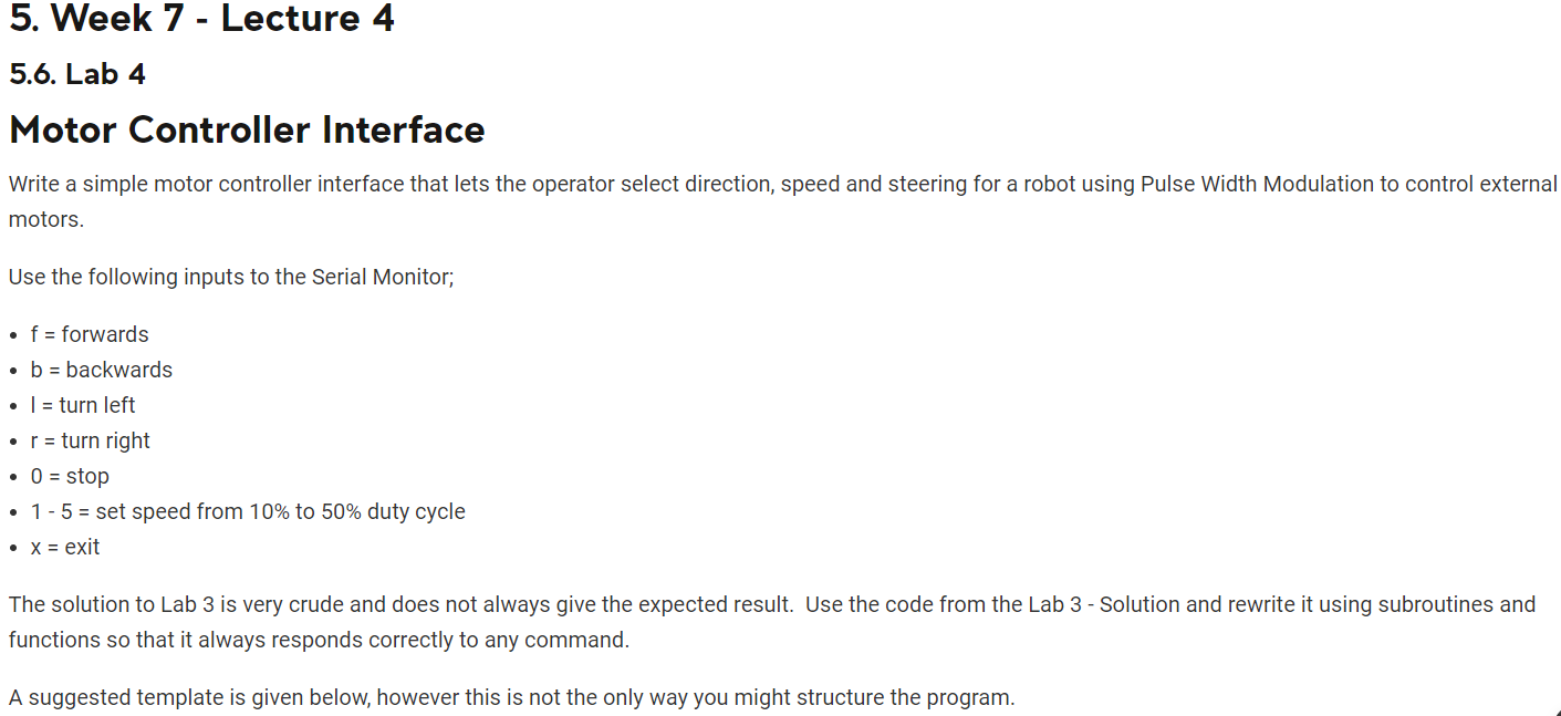 Solved Write a simple motor controller interface that lets | Chegg.com