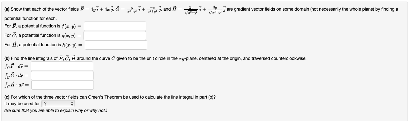 (a) Show that each of the vector fields | Chegg.com