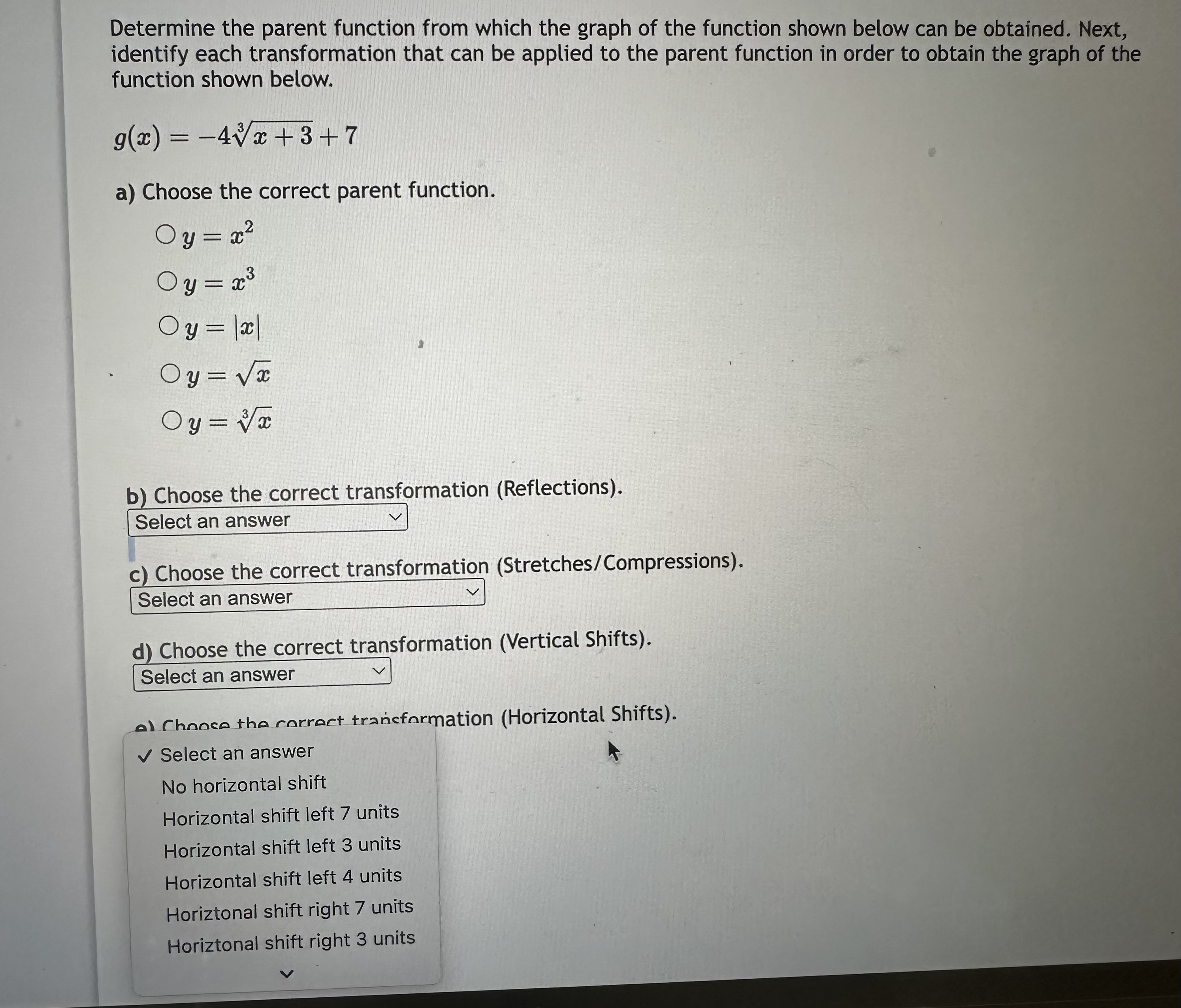 Solved Determine the parent function from which the graph of | Chegg.com