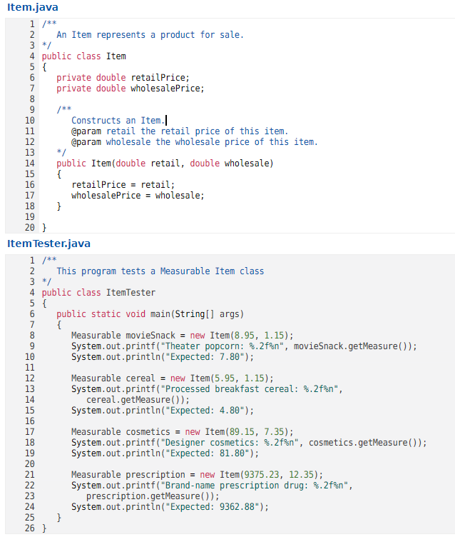 Solved 16 Item.java 1 /** 2 An Item represents a product for | Chegg.com