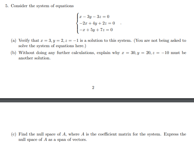 Solved 5. Consider the system of equations | Chegg.com
