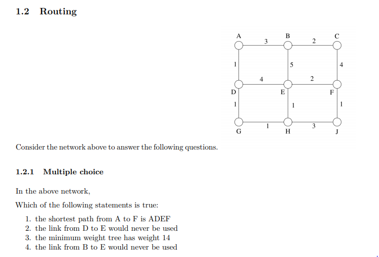 Solved 1 Routing 1.1 Shortest Paths Find the shortest path | Chegg.com