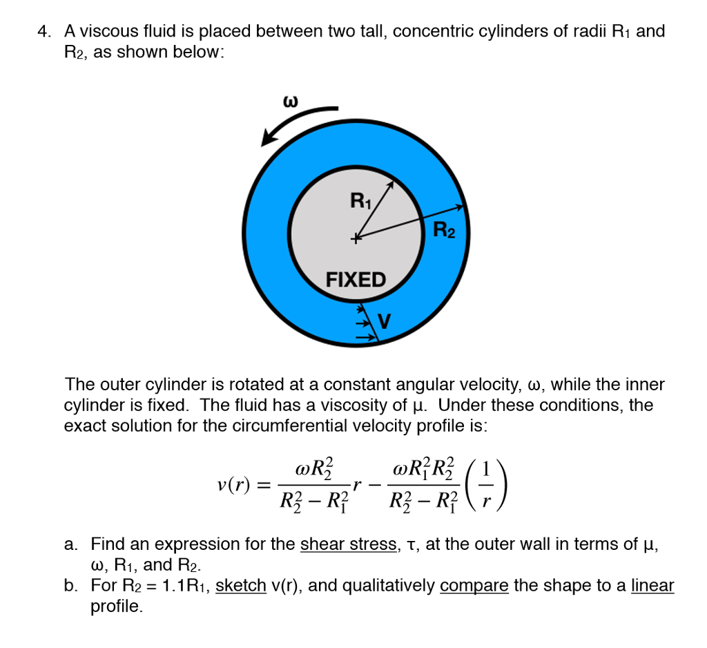 Solved 4. A viscous fluid is placed between two tall, | Chegg.com
