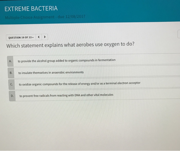 Solved EXTREME BACTERIA Multiple Choice Assignment- due | Chegg.com