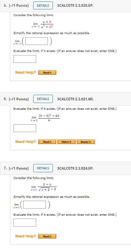 Solved 5. [-/1 Points) DETAILS SCALCET9 2.3.020.EP. Consider | Chegg.com
