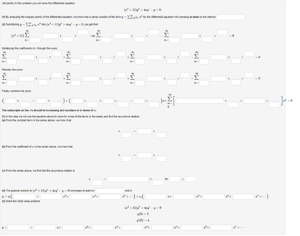 Solved (40 points) in this problem you will solve the | Chegg.com