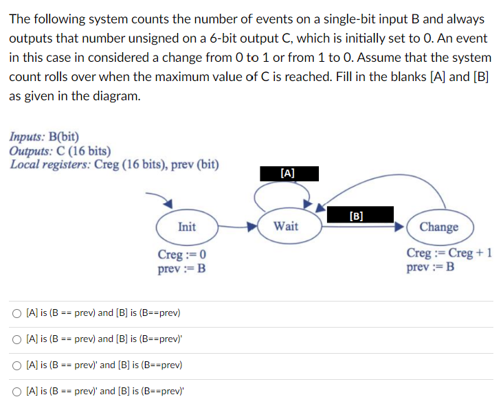 Solved The following system counts the number of events on a | Chegg.com