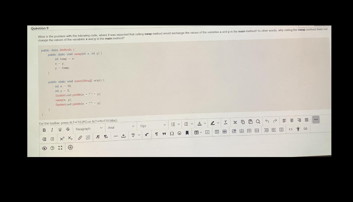 Solved change the values of the variables x and y in the | Chegg.com