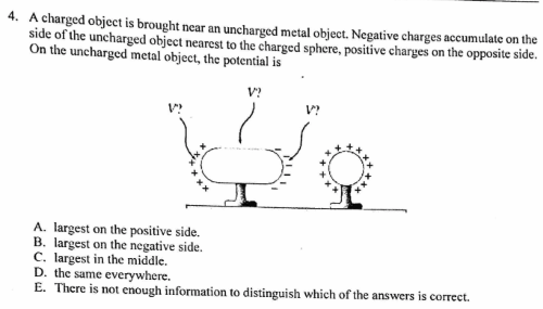 Solved 4. A charged object is brought near an uncharged | Chegg.com