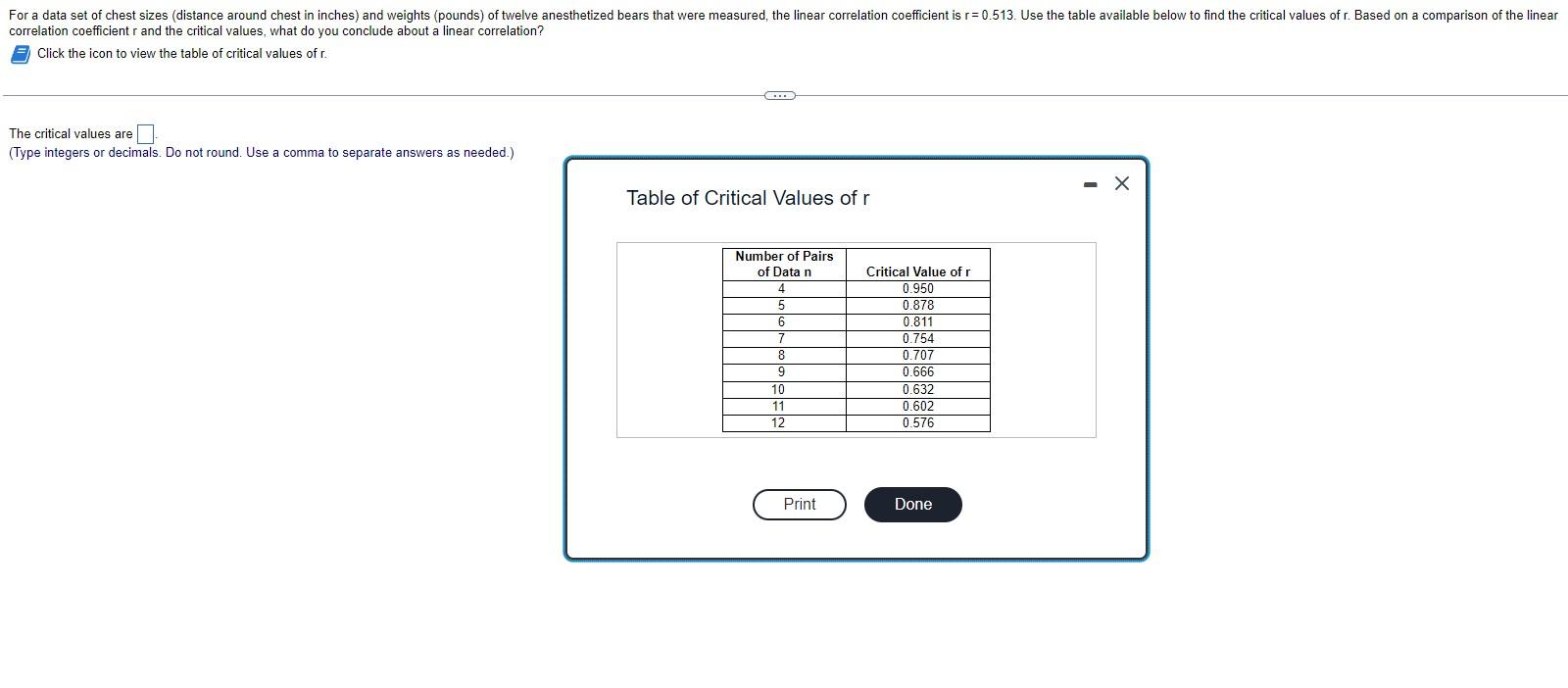 Solved correlation coefficient r and the critical values, | Chegg.com