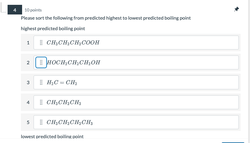 Solved 10 points Please sort the following from predicted | Chegg.com