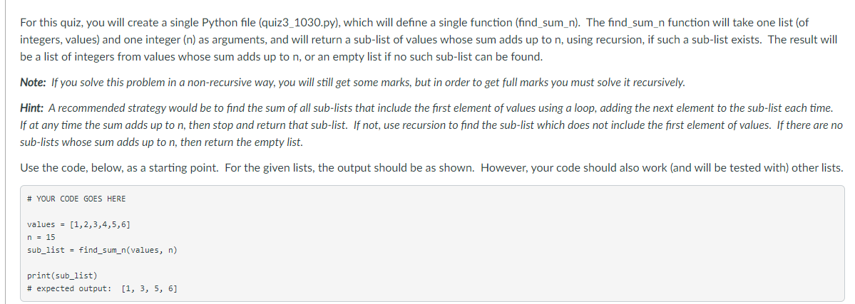 Solved For this quiz, you will create a single Python file | Chegg.com