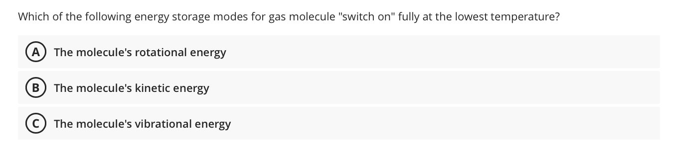 Solved Which of the following energy storage modes for gas | Chegg.com