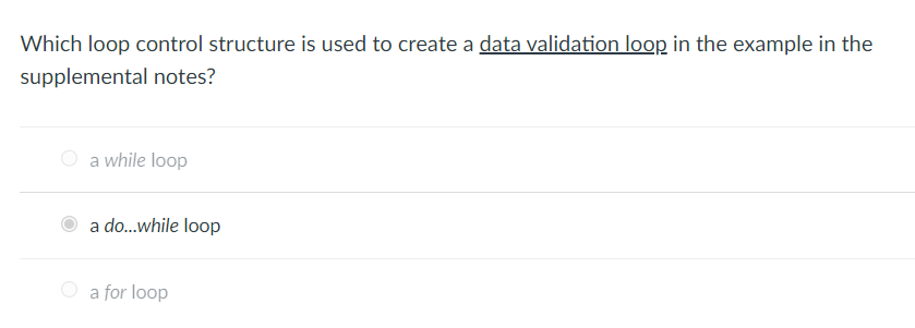Solved Which Loop Control Structure Is Used To Create A Data 