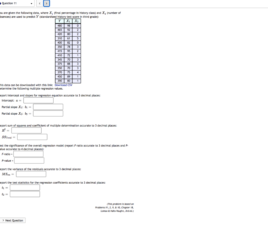 Solved Question 11 ou are given the following data, where X | Chegg.com