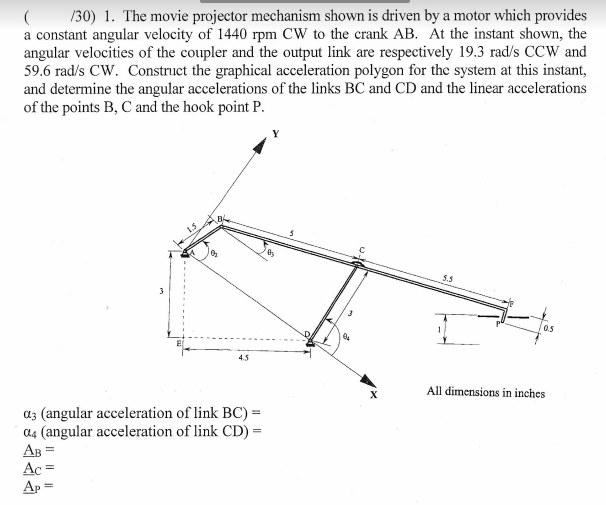 /30) 1. The movie projector mechanism shown is driven | Chegg.com