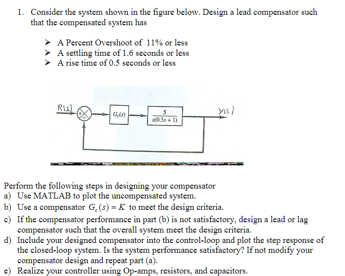 Solved Consider The System Shown In The Figure Below Design Chegg