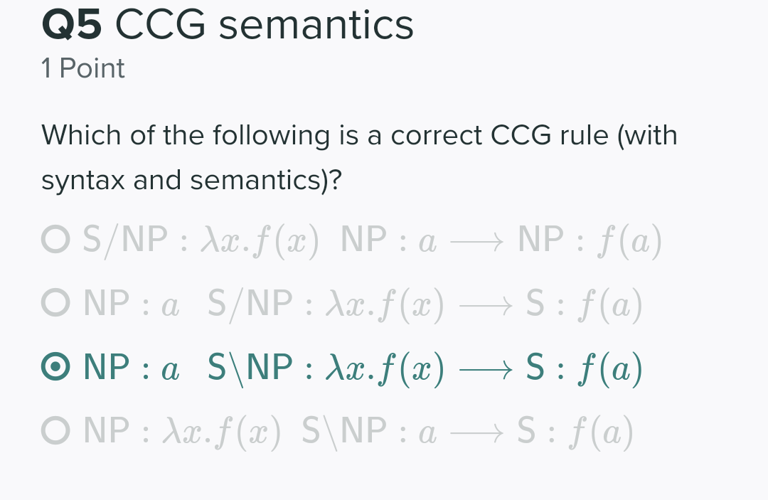 Solved On Combinatory Categorical Grammar, select one of the | Chegg.com