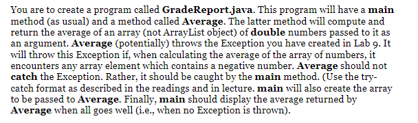 Solved You are to create a program called GradeReport.java. | Chegg.com