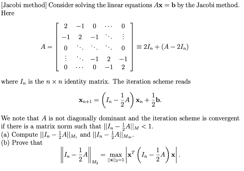 (Jacobi method] Consider solving the linear equations | Chegg.com