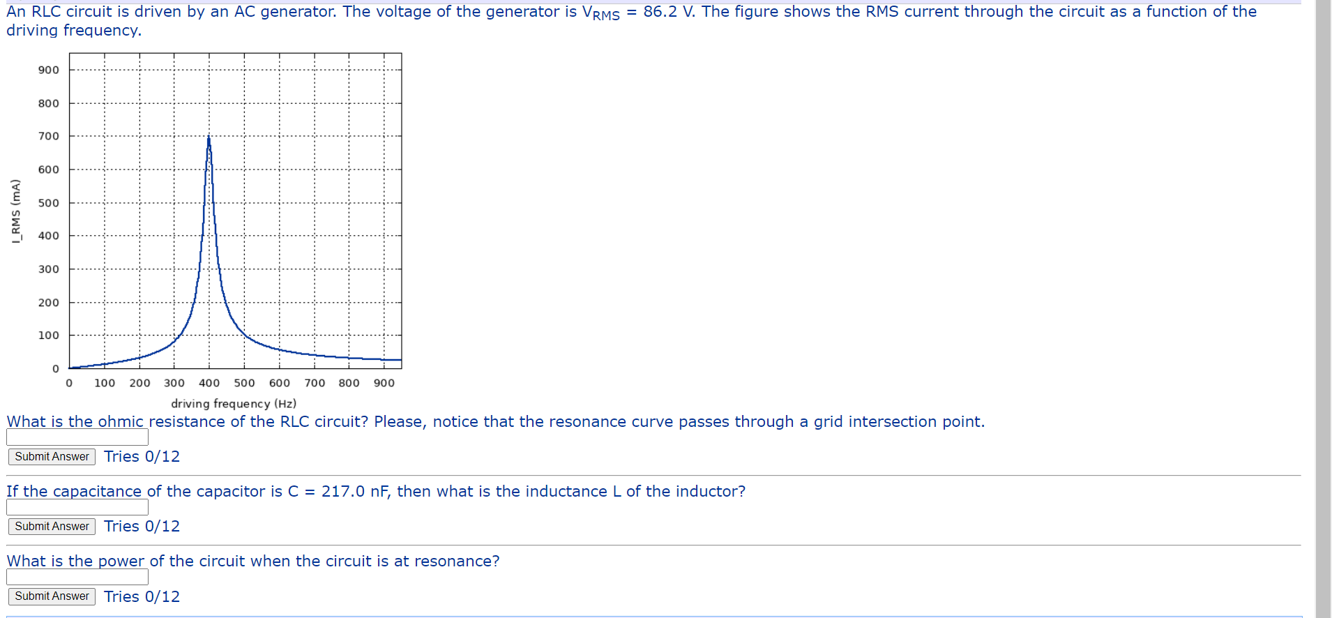 Solved An RLC circuit is driven by an AC generator. The | Chegg.com