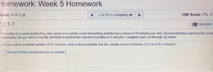 Solved Homework: Week 5 Homework core: 0 of 1 pt 7 of 10 (1 | Chegg.com