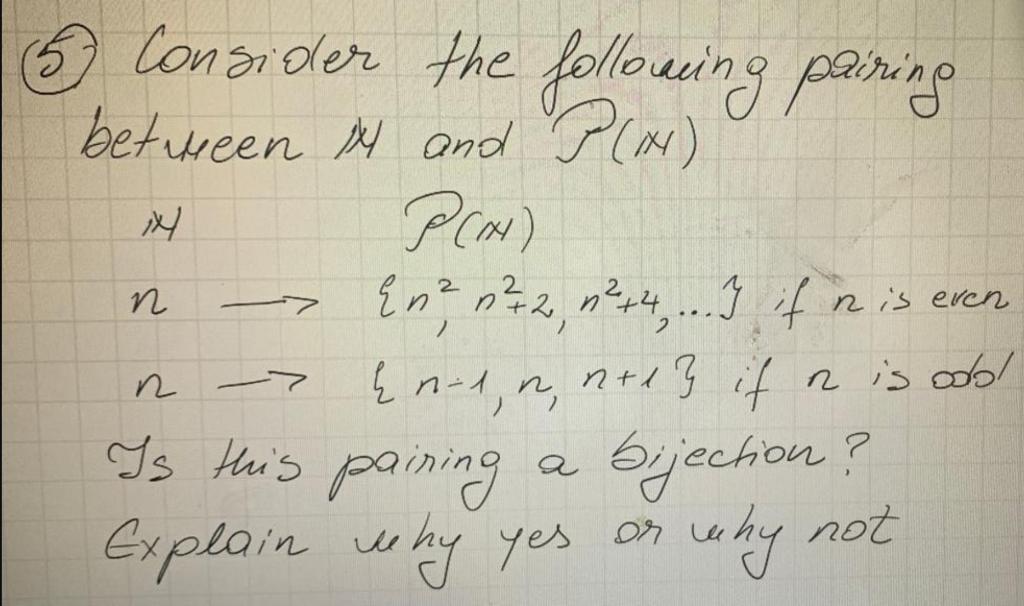Solved N 5 Consider the following pairing between it and | Chegg.com