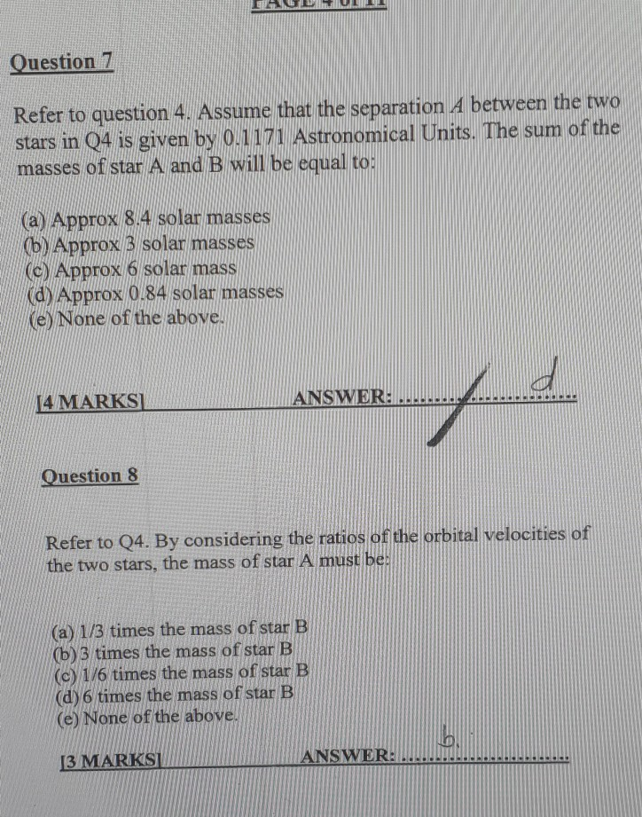 Solved Question 4 The spectrum of an eclipsing binary star | Chegg.com