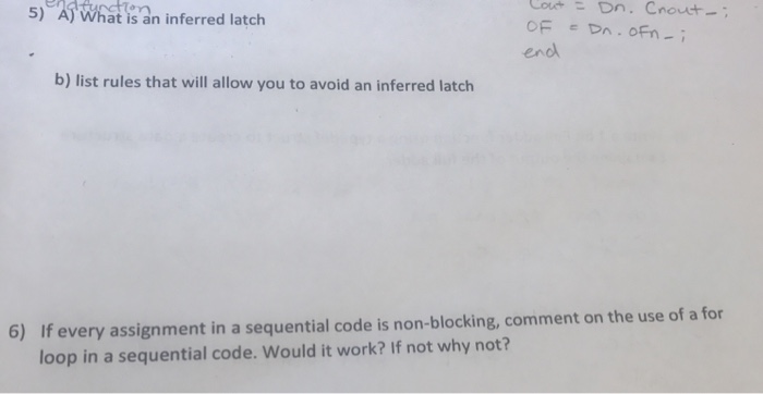 Solved A) What is an inferred latch b) list rules that will | Chegg.com