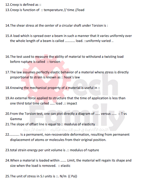 Solved 12.Creep is defined as :: 13.Creep is function of :: | Chegg.com