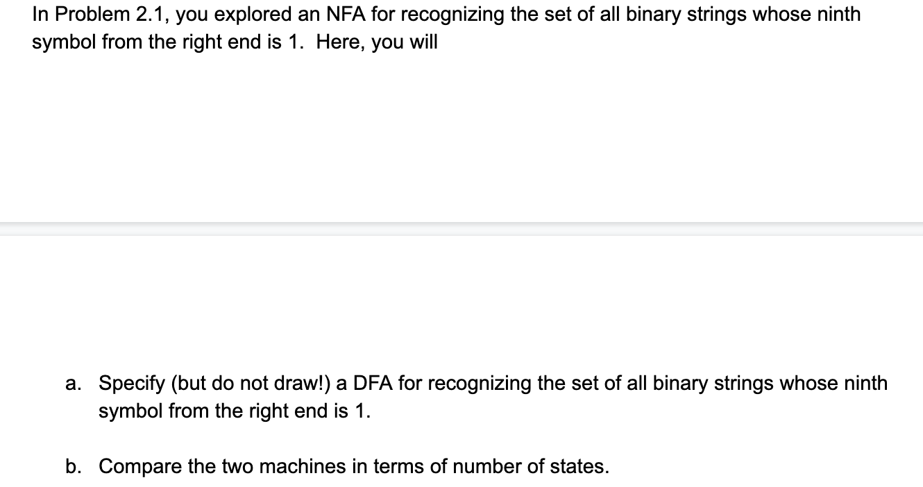 Solved In Problem 2.1, you explored an NFA for recognizing | Chegg.com
