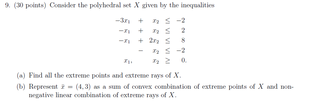 Solved (30 points) Consider the polyhedral set X given by | Chegg.com
