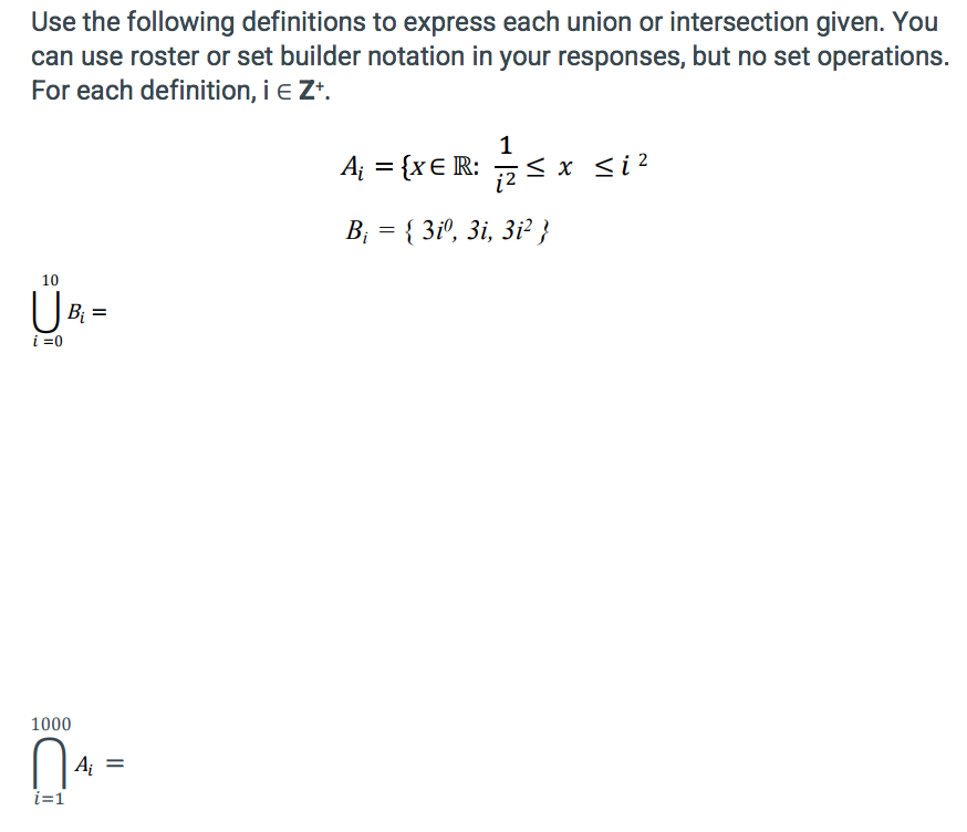 Solved Use the following definitions to express each union | Chegg.com Solved Use the following definitions to express each union | Chegg.com