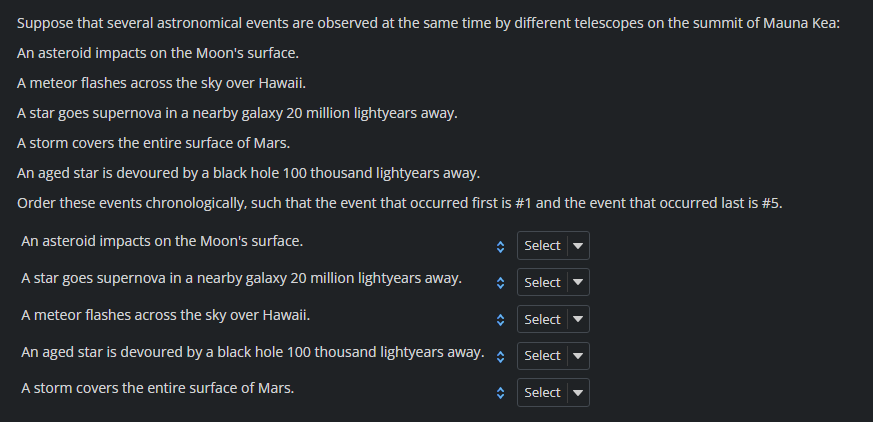 Solved Suppose that several astronomical events are observed | Chegg.com