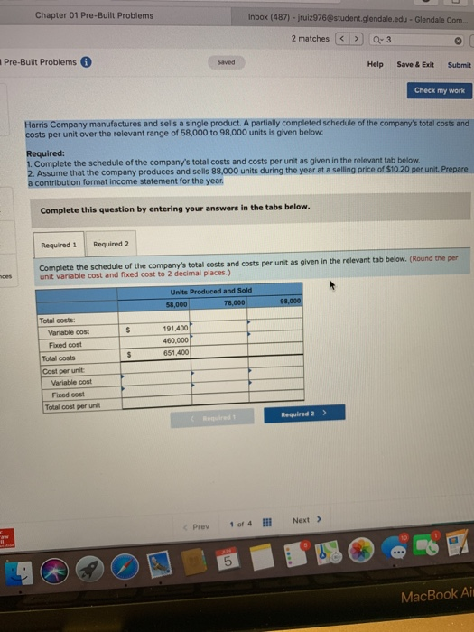 Solved Chapter 01 Pre-Built Problems Inbox (487) - | Chegg.com
