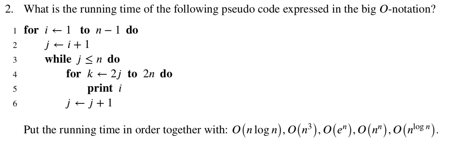 Solved 2 What Is The Running Time Of The Following Pseudo 