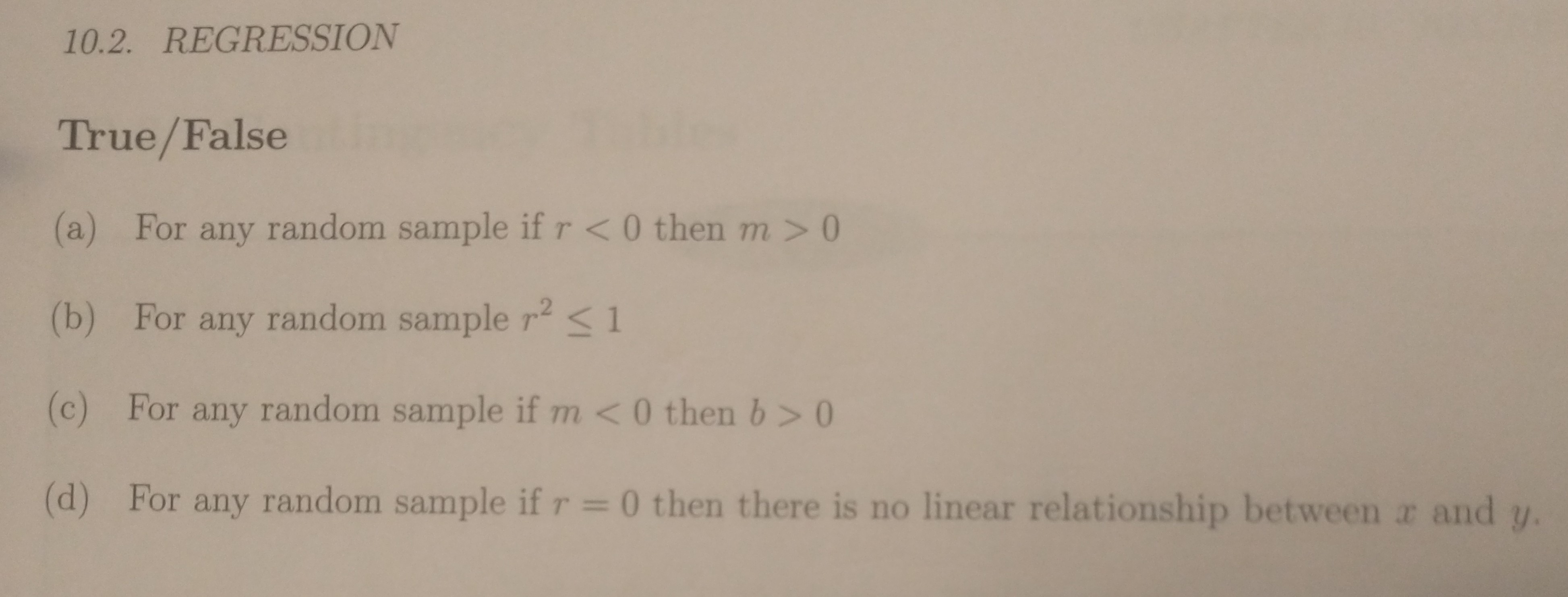 Solved True/False (a) For any random sample if r 0 | Chegg.com