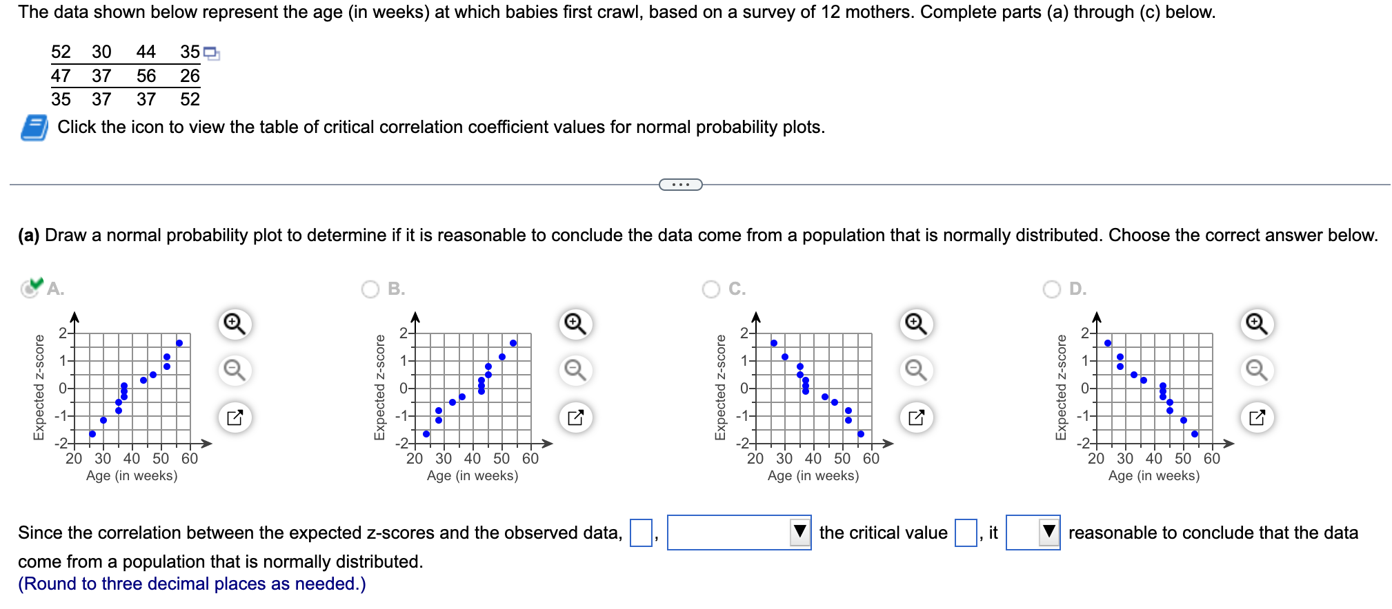 Solved (a) Draw a normal probability plot to determine if it | Chegg.com
