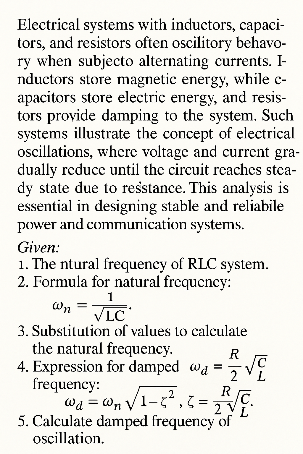 Solved Electrical systems with inductors, capacitors, and | Chegg.com