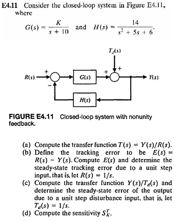 Solved E4.11 Consider the closed-loop system in Figure | Chegg.com