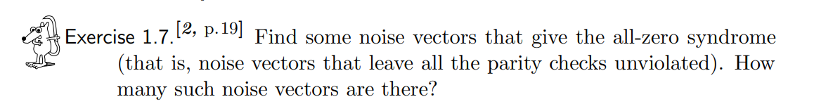 Solved Exercise 1.7. ?[2, p.19] ﻿Find some noise vectors | Chegg.com