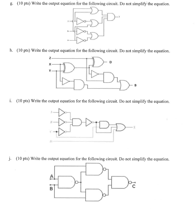 Solved h. (10 pts) Write the output equation for the | Chegg.com
