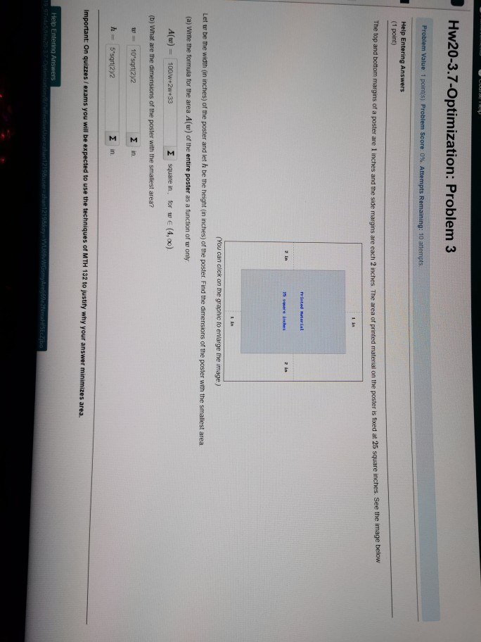 Solved Hw20-3.7-Optimization: Problem 3 Problem Value 1 | Chegg.com