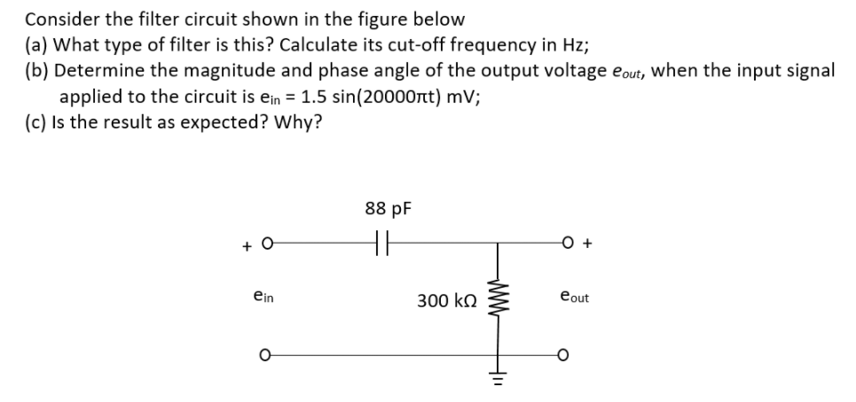 Solved Consider the filter circuit shown in the figure below | Chegg.com