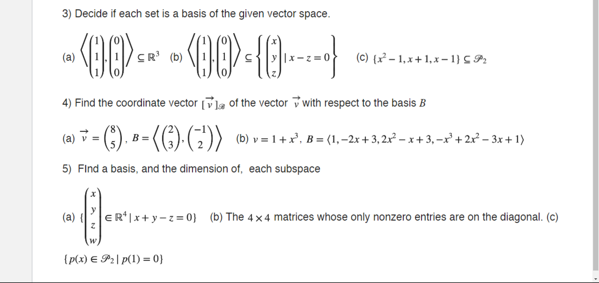 Solved (a) ⎝⎛111⎠⎞,⎝⎛010⎠⎞ ⊆R3 (b) | Chegg.com