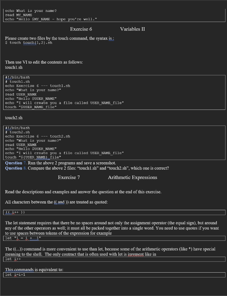 Solved Bash Programming Exercises 1 16 Requirements 108 9776